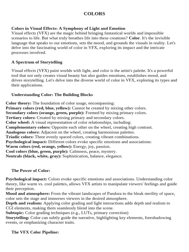 Color Theory in Visual Effects Explained | PDF | Color | Rendering ...