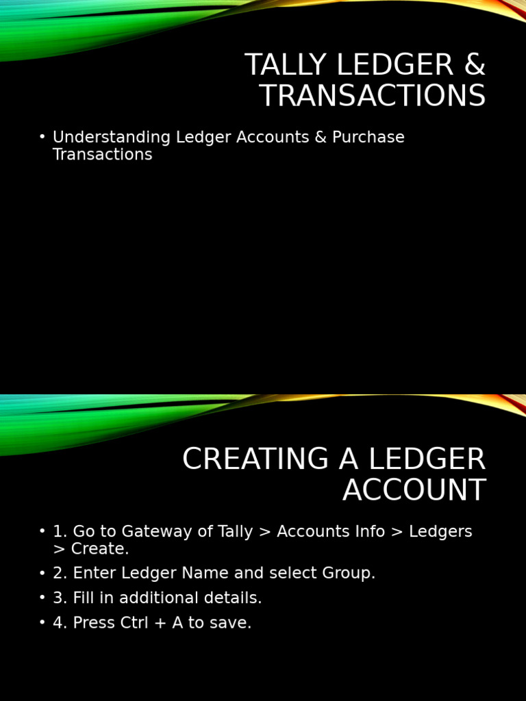 Tally Ledger Transactions | PDF