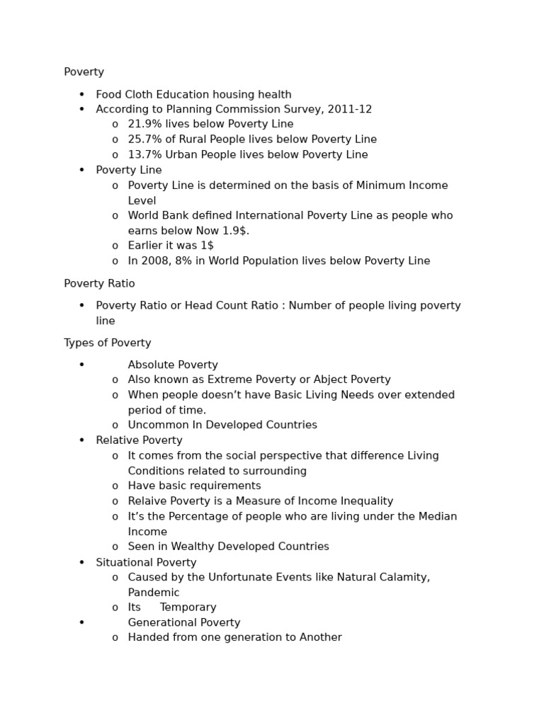 Understanding Poverty: Types and Measurements | PDF