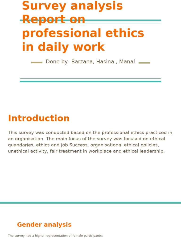 Professional Ethics Survey Analysis Report | PDF | Leadership ...