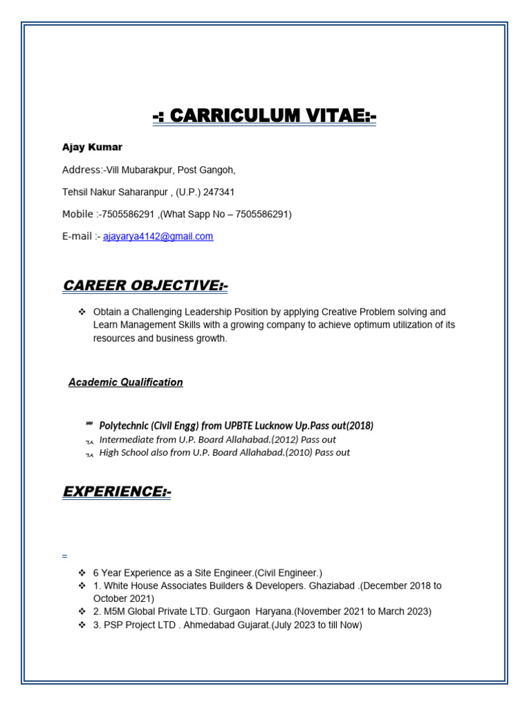 Ajay Resume MS Word-1 | PDF