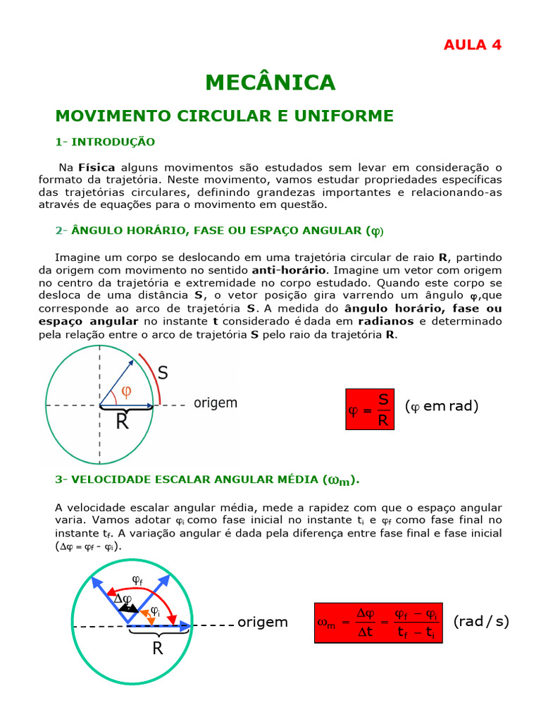 4 Movimento Circular Uniforme | PDF | Velocidade | Velocidade