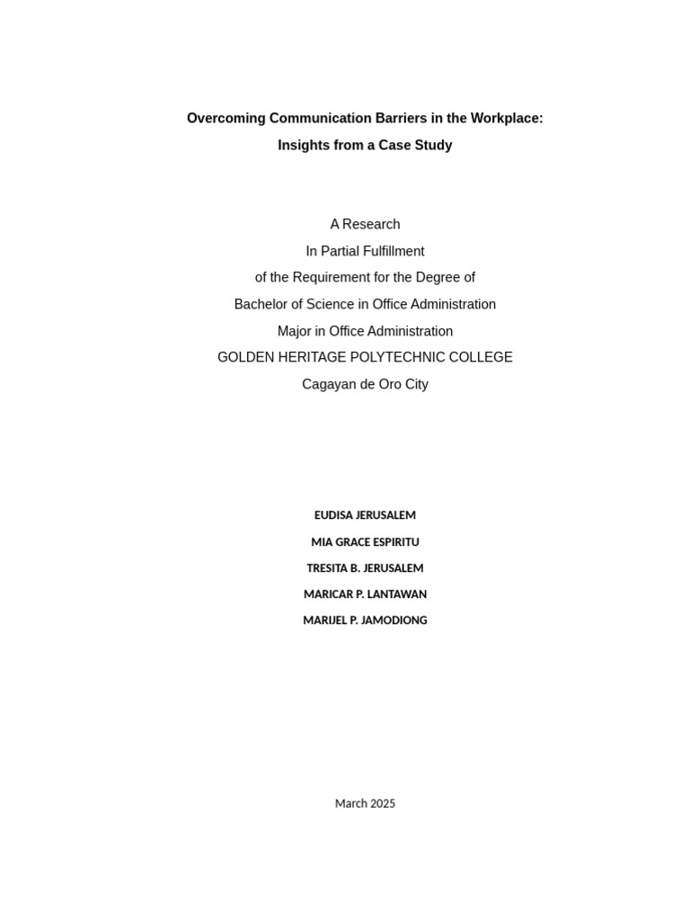 Overcoming Workplace Communication Barriers | PDF | Communication ...
