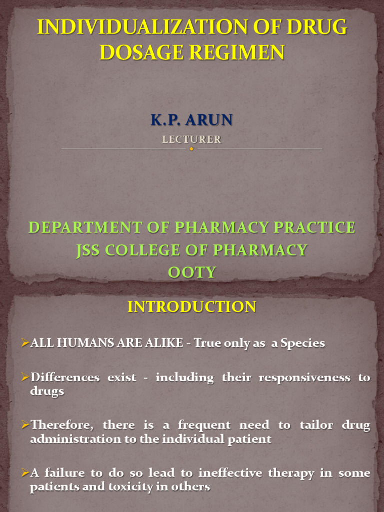 Individualized Drug Dosage Regimen | PDF | Medical Treatments ...