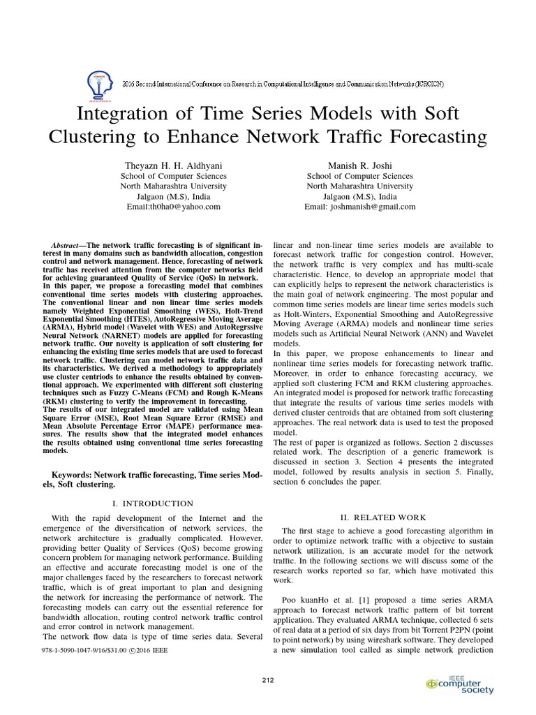 Integration of Time Series Models With Soft Clustering To Enhance Network Traffic Forecasting ...