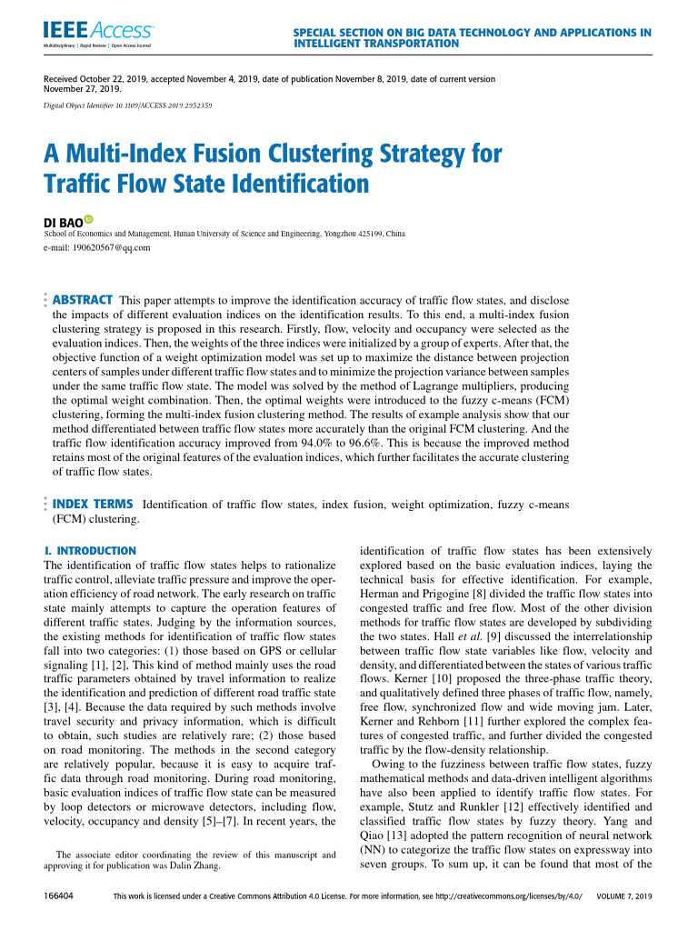 A Multi-Index Fusion Clustering Strategy For Traffic Flow State Identification | PDF | Cluster ...