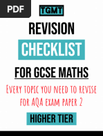 GCSE Edexcel Higher Maths: Topic List for Revision (CALCULATOR) | PDF ...