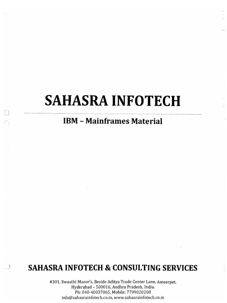 Sahasra Mainframes | PDF