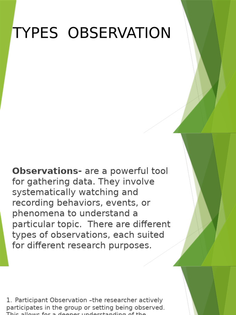 Types of Observation 15 | PDF