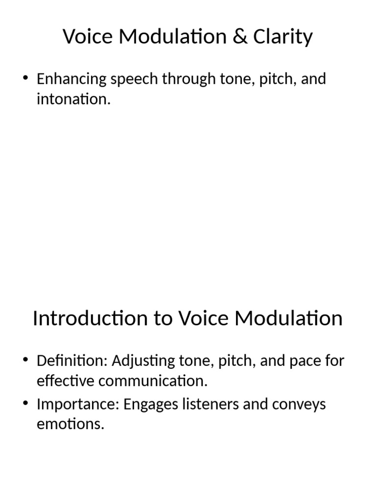 Voice Modulation Clarity | PDF