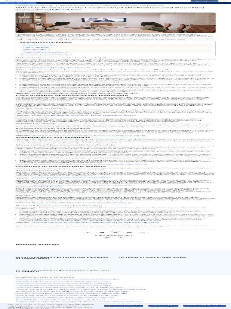 What Is Bureaucratic Leadership (Definition and Benefits) Indeed - Com ...