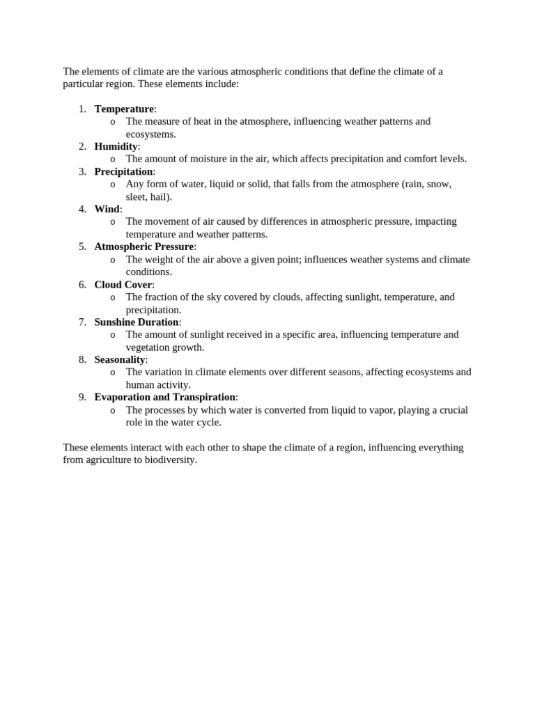 ODLND23MAC1043 The Elements of Climate Are The Various Atmospheric ...