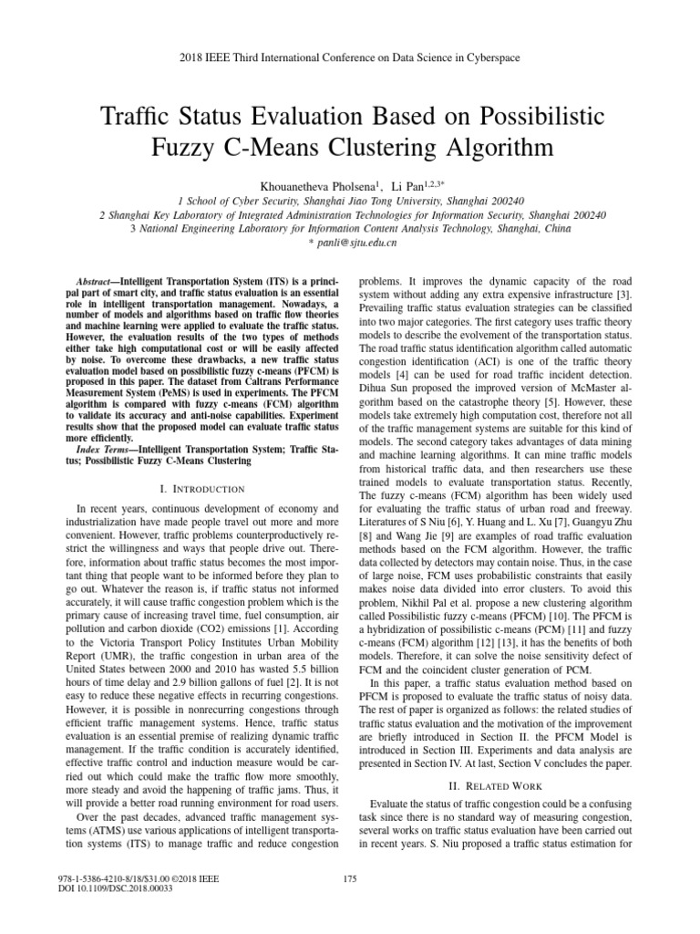 Traffic_Status_Evaluation_Based_on_Possibilistic_Fuzzy_C-Means_Clustering_Algorithm | PDF ...