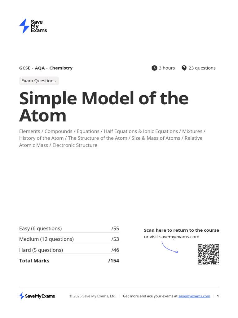 Chemistry_Atom &Electron_Test (1) | PDF | Atoms | Chemical Elements