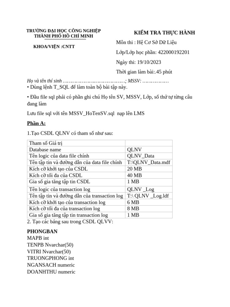 (Thuc Hanh) - TK - CSDL - T3 - 4 - 6 | PDF