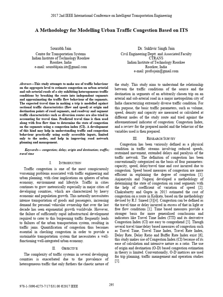 Urban Traffic Congestion Modeling Method | PDF | Traffic Congestion ...