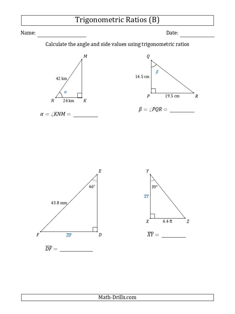 Trigonometry Sohcahtoa Trigonometric Ratios Both 002.1473779662 | PDF