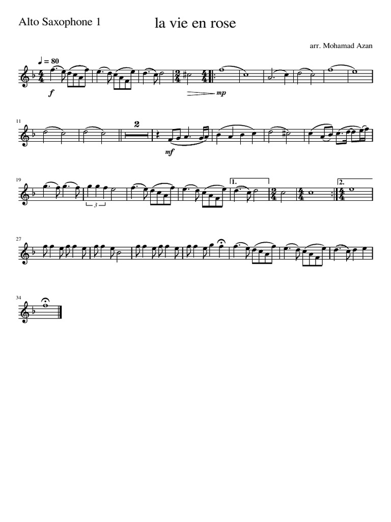 La_vie_en_rose-Alto_Saxophone_1 | PDF
