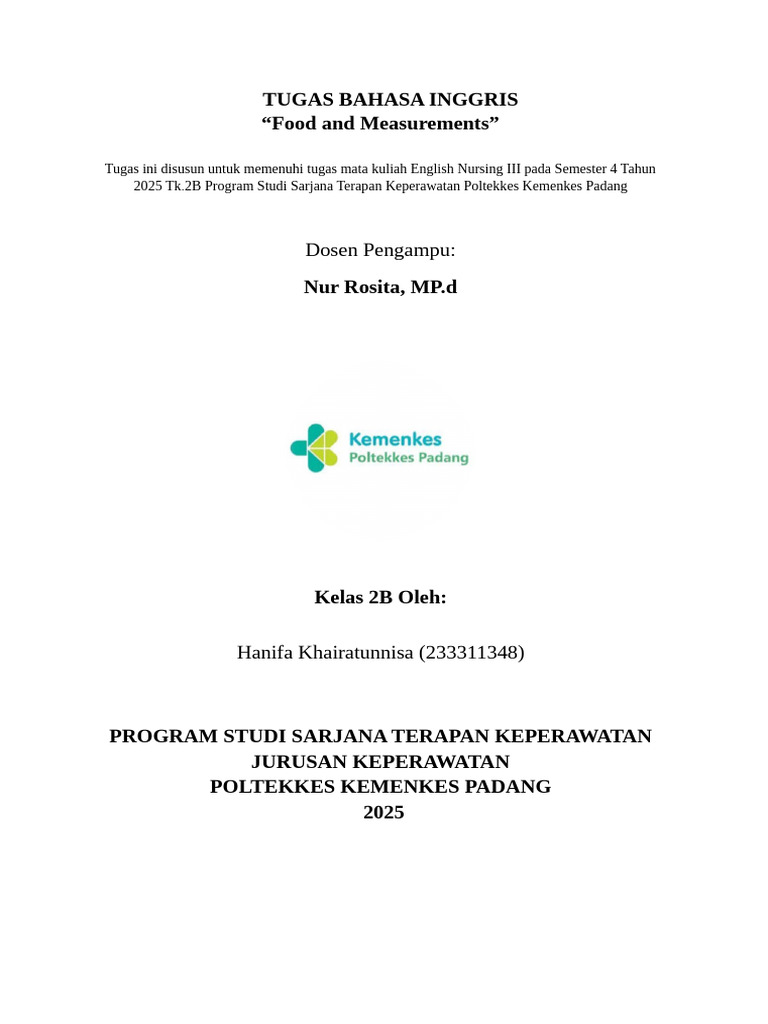 HANI, Food and Measurements | PDF | Litre | Lunch