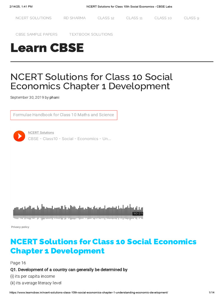 Class 10 Economics Chapter 1 Solutions | PDF | Developing Country ...
