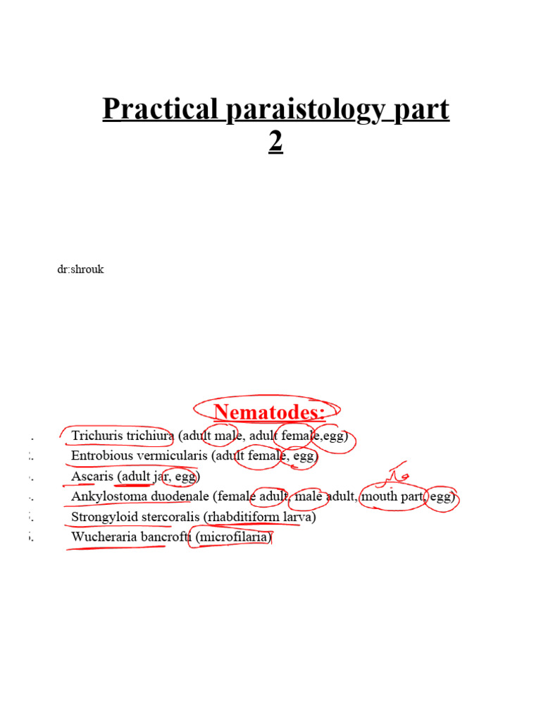 practical parasitology nematode and protozoa | PDF