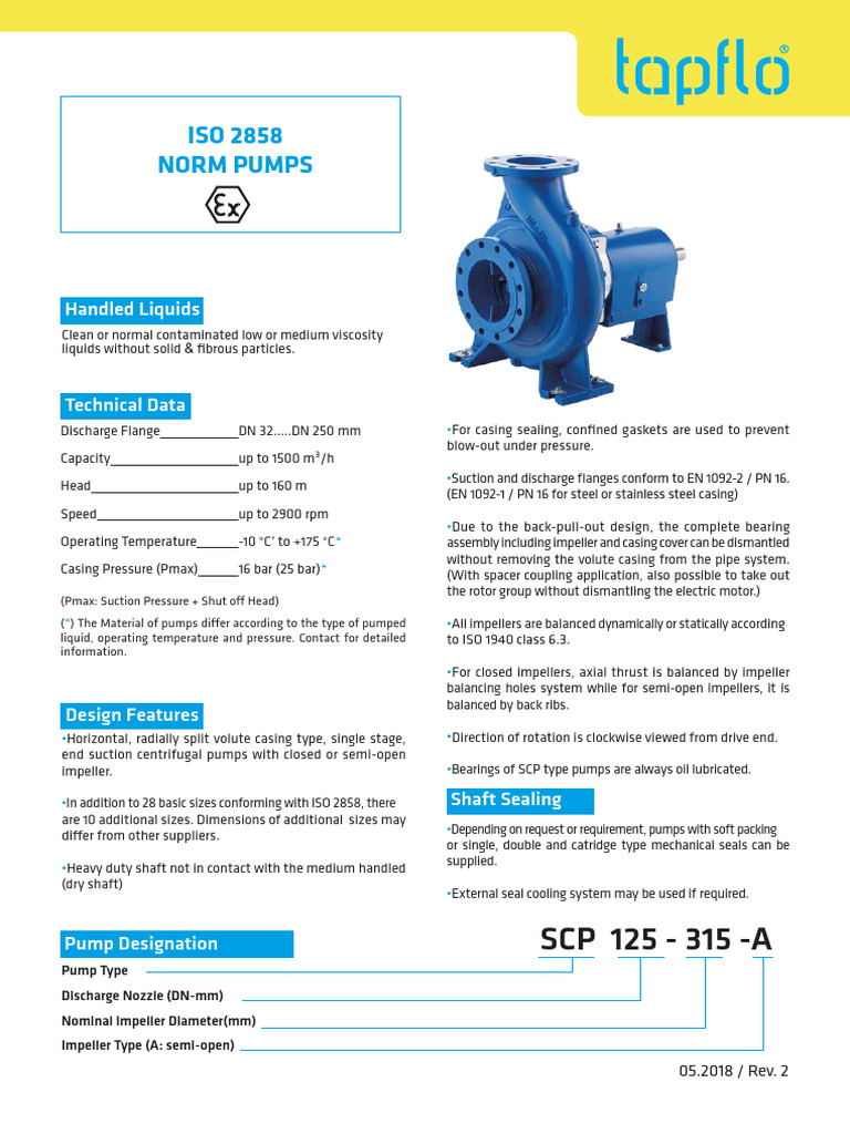 ISO 2858 Norm Pumps Specifications | PDF | Pump | Stainless Steel