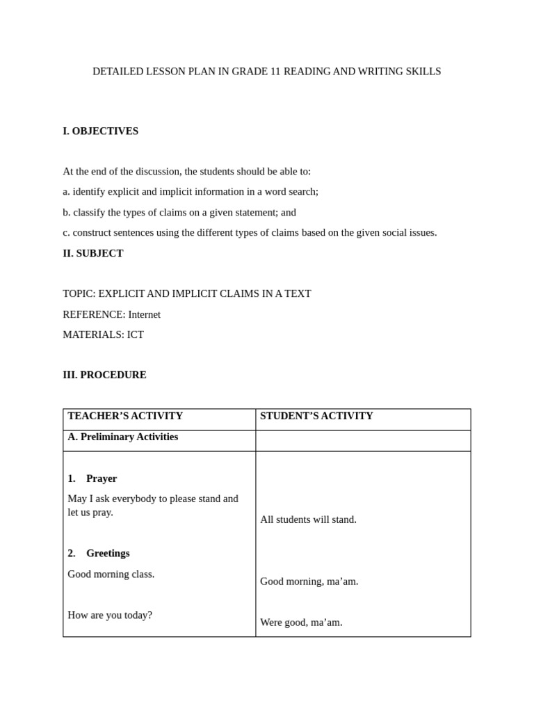 Reading and Writing Skills - DLP | PDF | Cognition | Human Communication