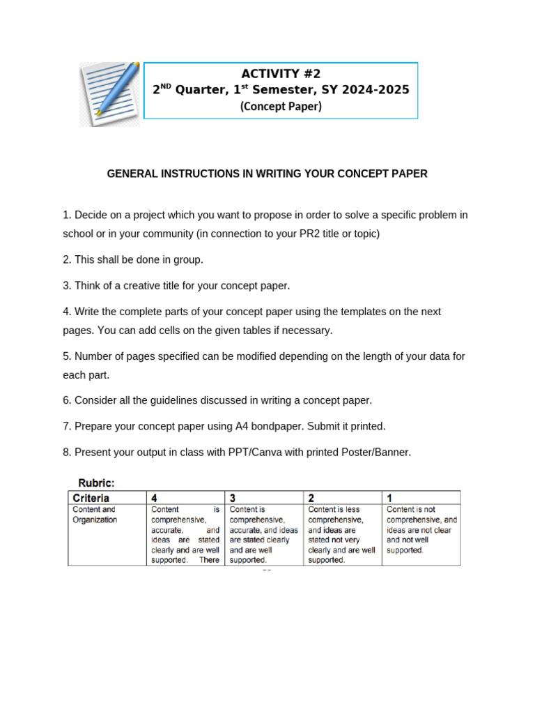 Writing a Concept Paper Guide | PDF