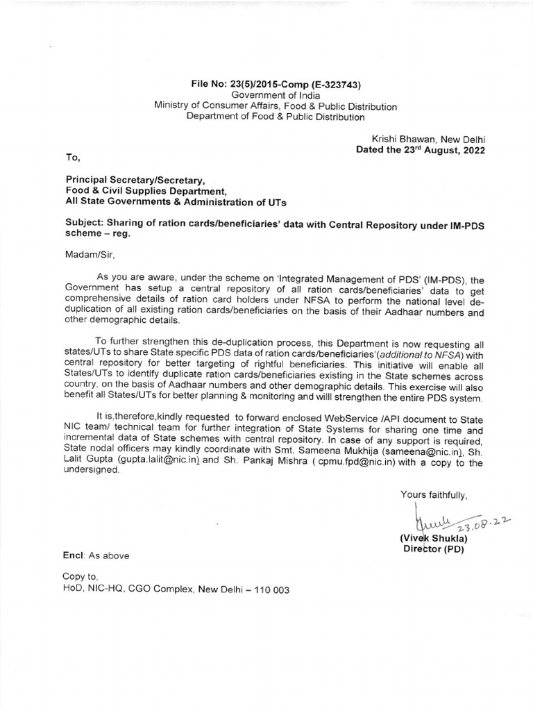 Ration Card Data Sharing Initiative | PDF | Authentication | Economy Of ...