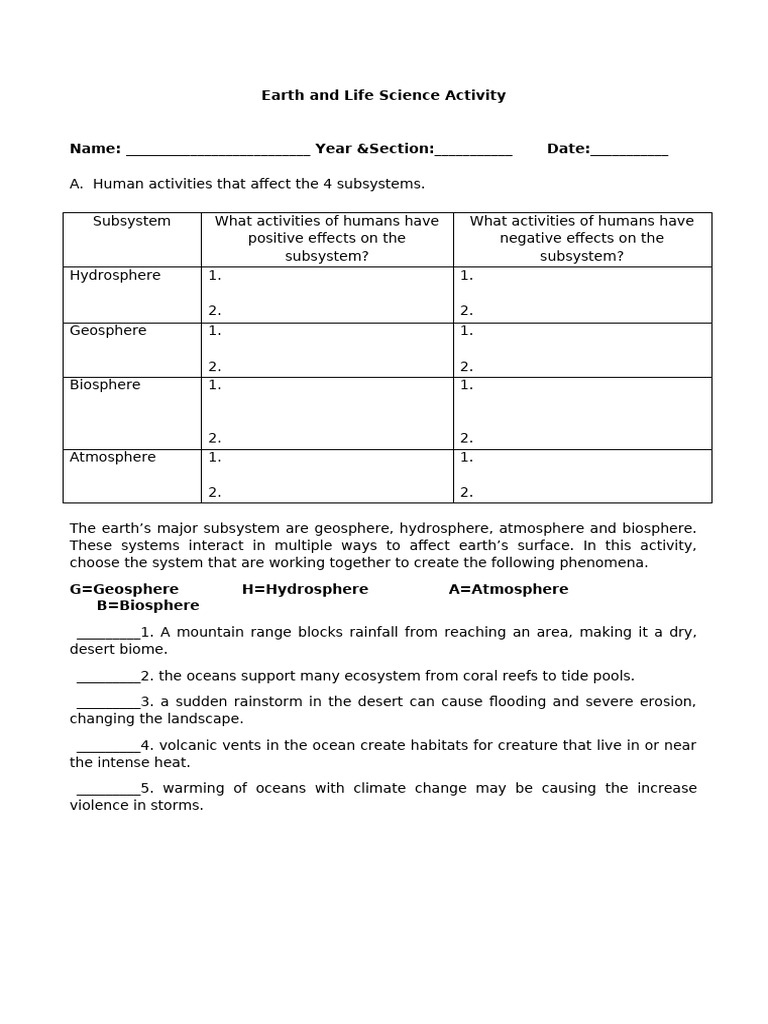 activity 2. ELS | PDF | Atmosphere | Oceans