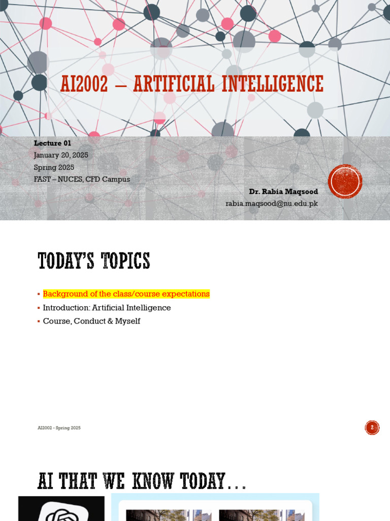 Lecture 01 - Introduction | PDF | Artificial Intelligence ...
