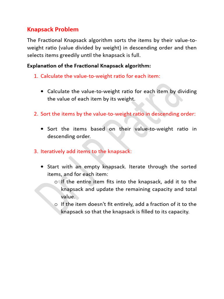 Class8 - Knapsack Problem01 | PDF