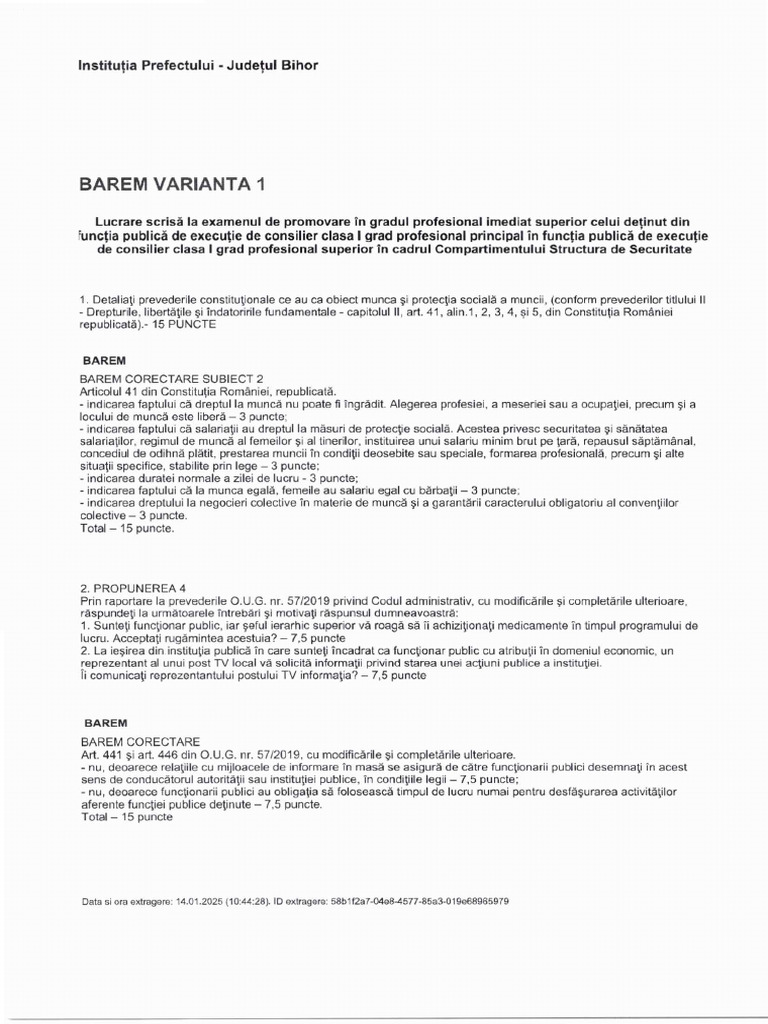 Barem Varianta 1 | PDF