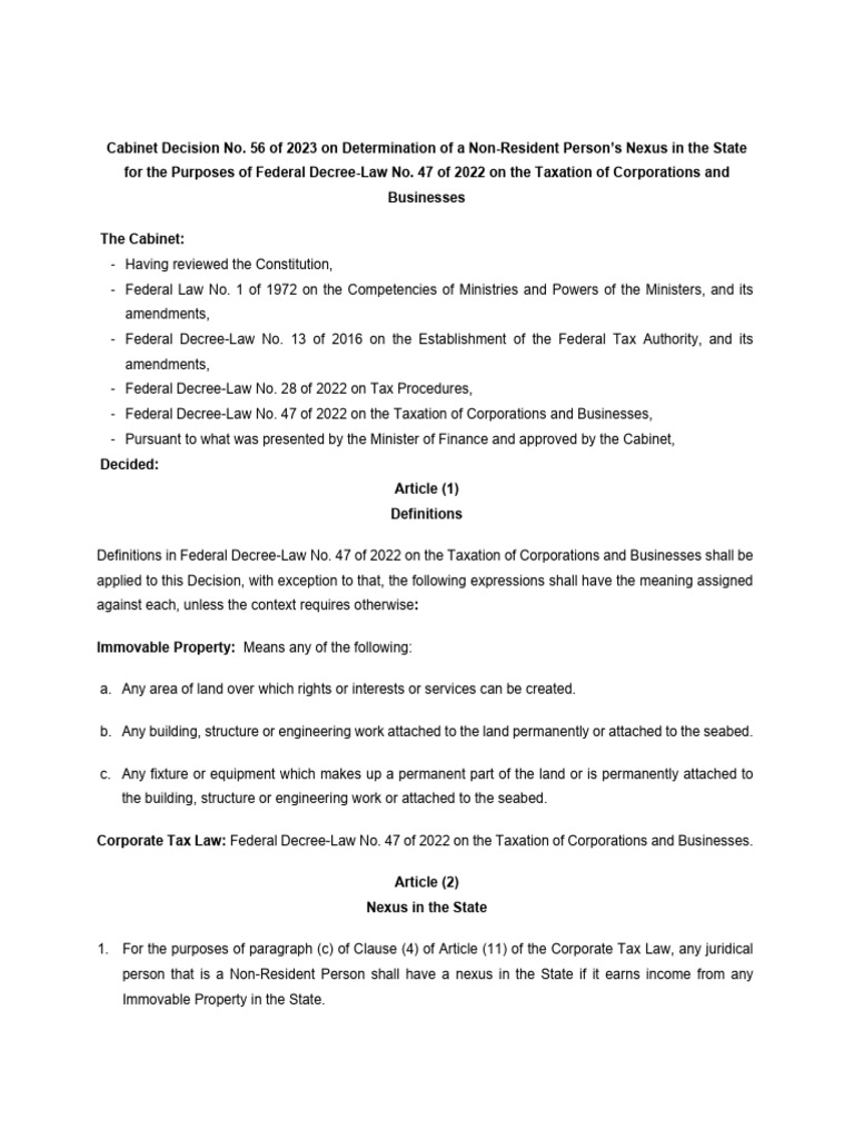 Non-Resident Tax Nexus Decision 2023 | PDF | Taxes | Taxation In The ...