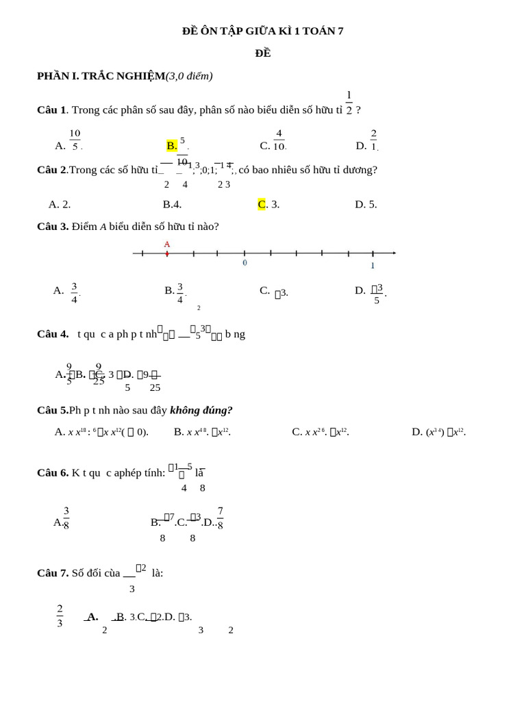 Đề Ktra Gk1 Thử Lớp 7 | PDF