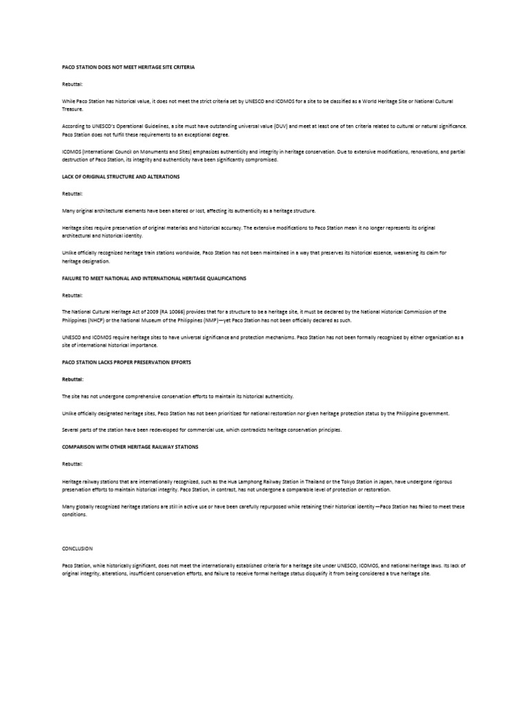 Paco Station Fails Heritage Site Criteria | PDF | Historic Preservation ...