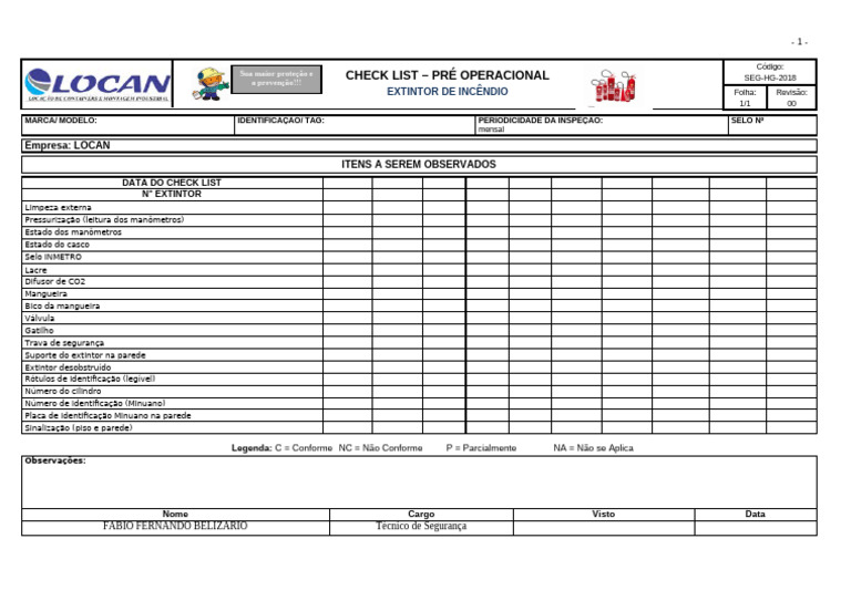 Check list - Extintor de Incêndio | PDF