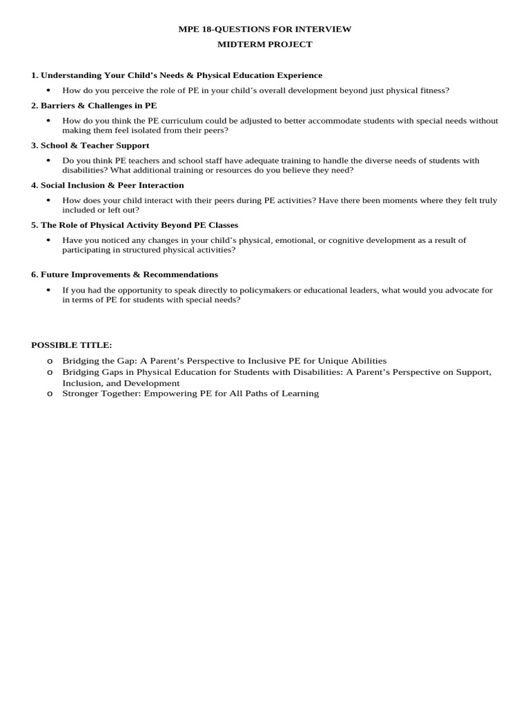Mpe 18 Questionnaire and Title | PDF