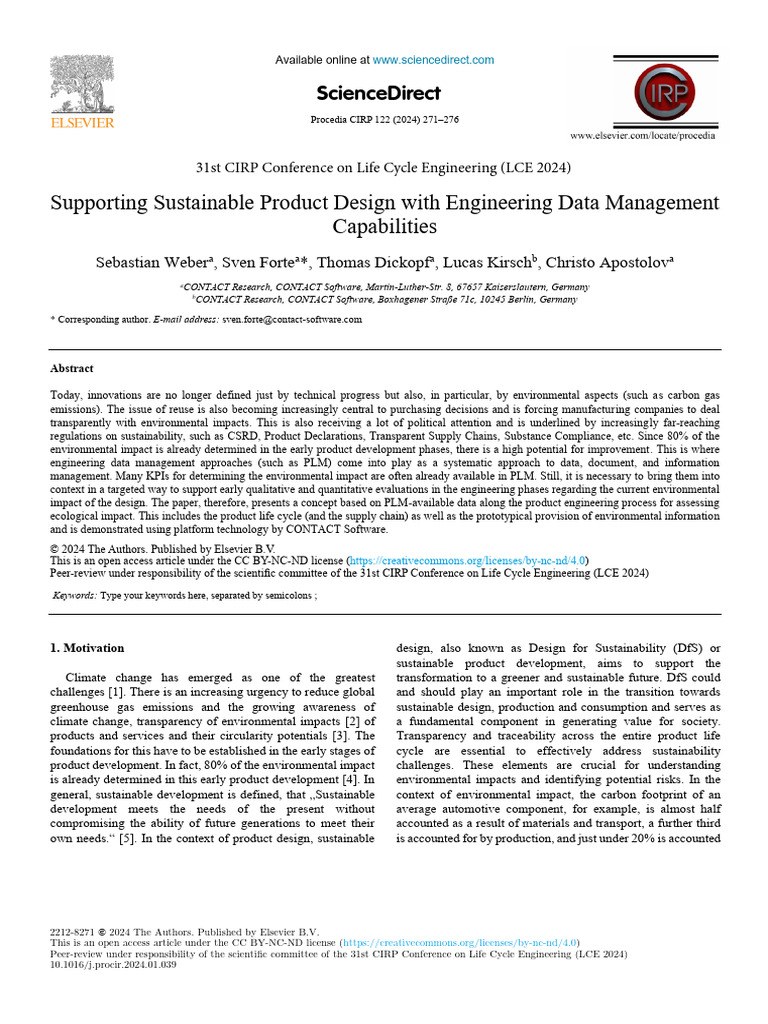 1 s2.0 S2212827124000428 Main | PDF | Life Cycle Assessment ...