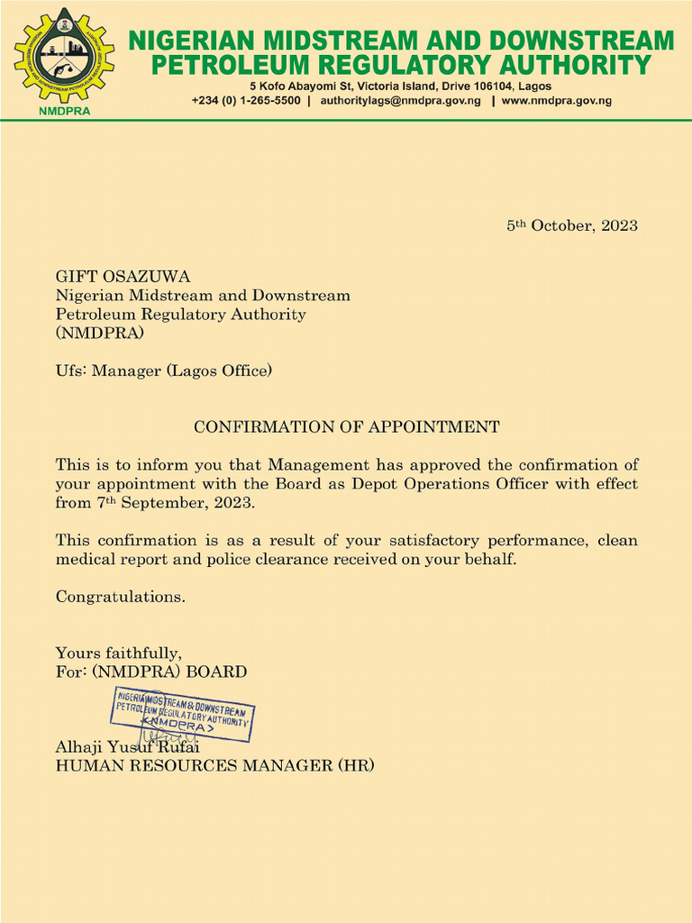 Gift Confirmation Letter | PDF