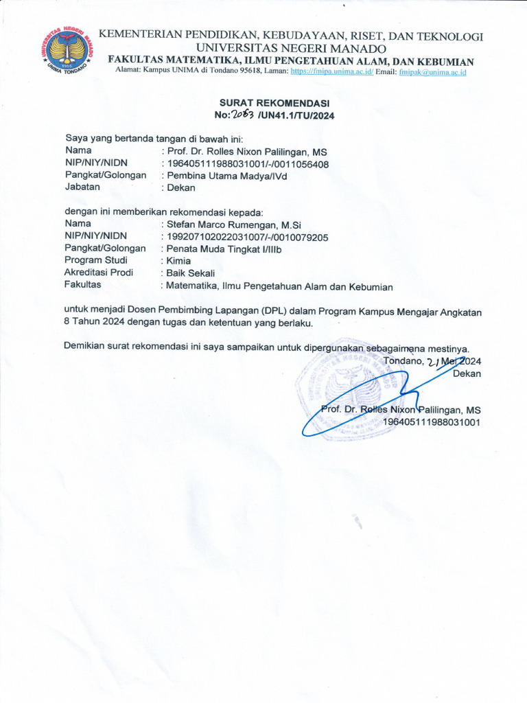 Surat rekom KM8 | PDF