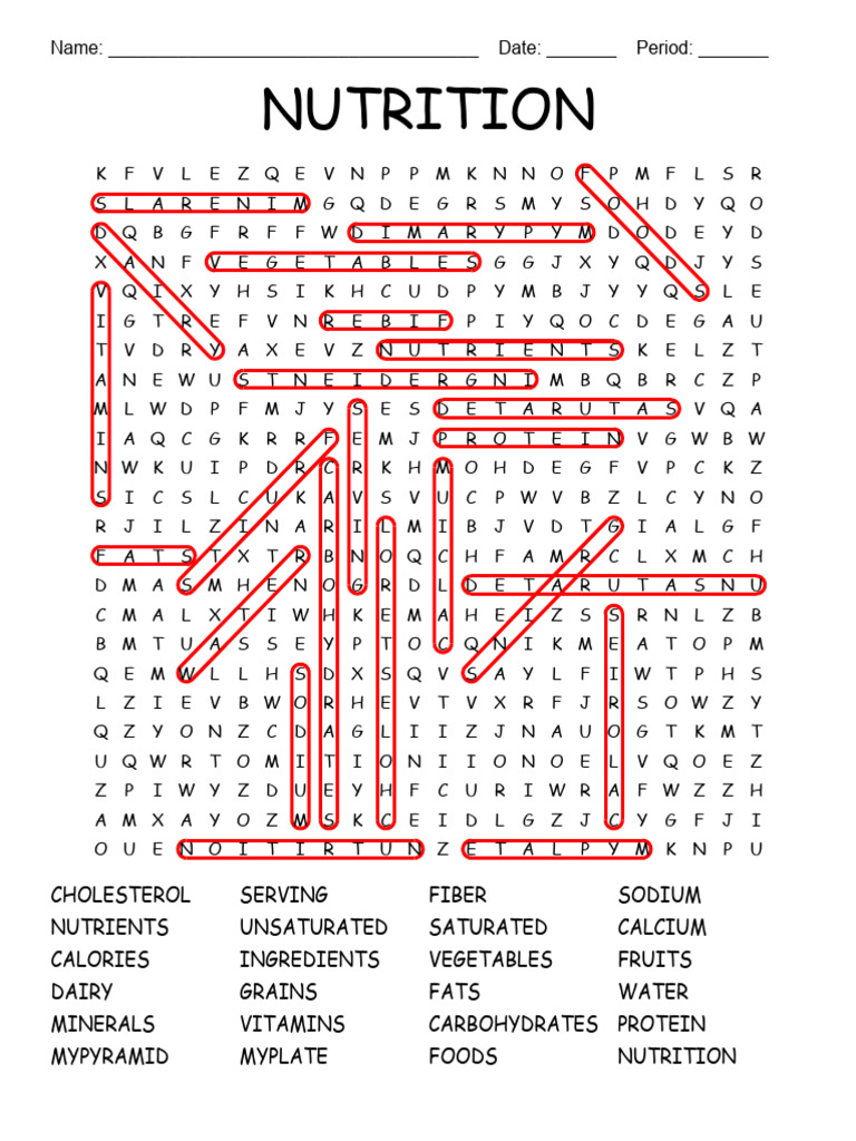 NUTRITION Answer Key | PDF