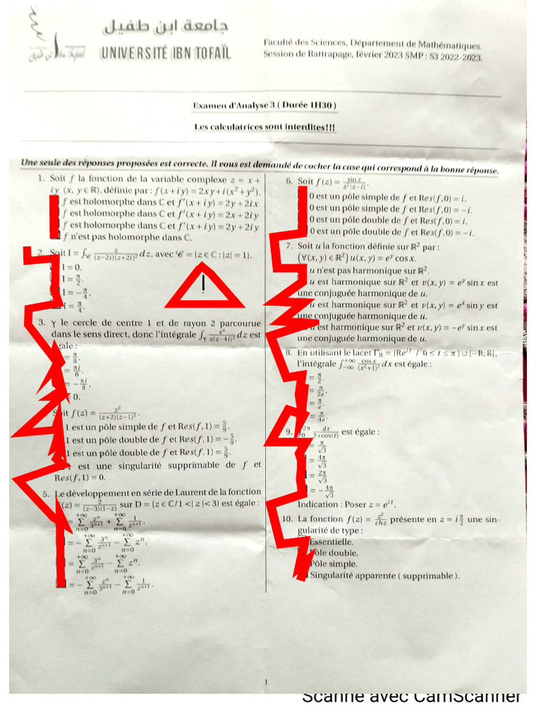 exam 2 Analyse complexe | PDF