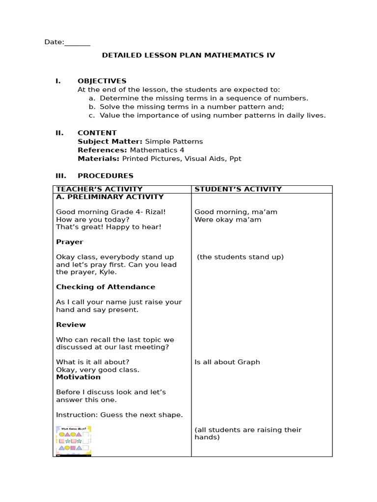 DETAILED-LESSON-PLAN-IN-math day 2-4 | PDF | Lesson Plan | Learning