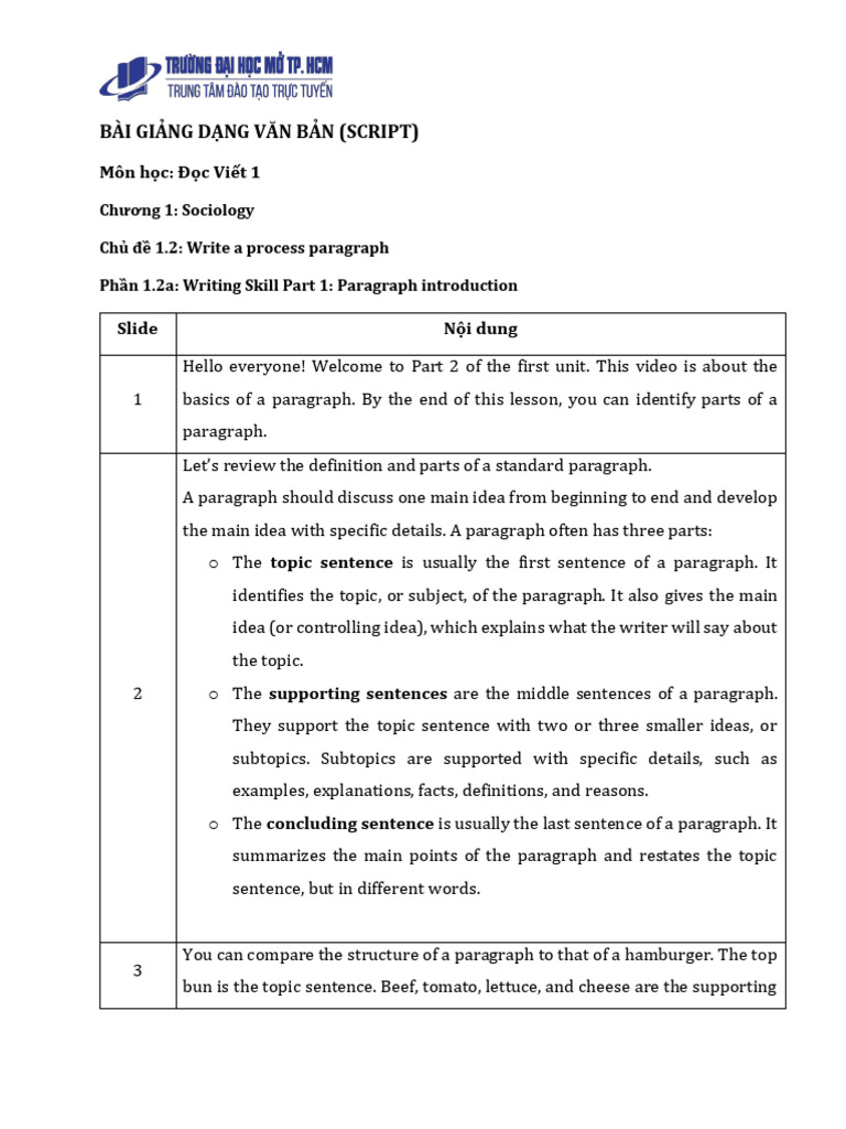 DV1-B1-Writing Skill Part 1 Paragraph Introduction | PDF | Paragraph ...