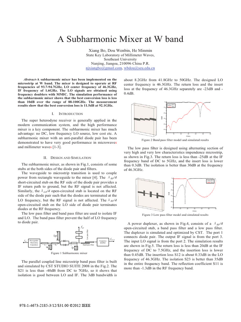 A Subharmonic Mixer at W Band | PDF | Microwave | Wireless