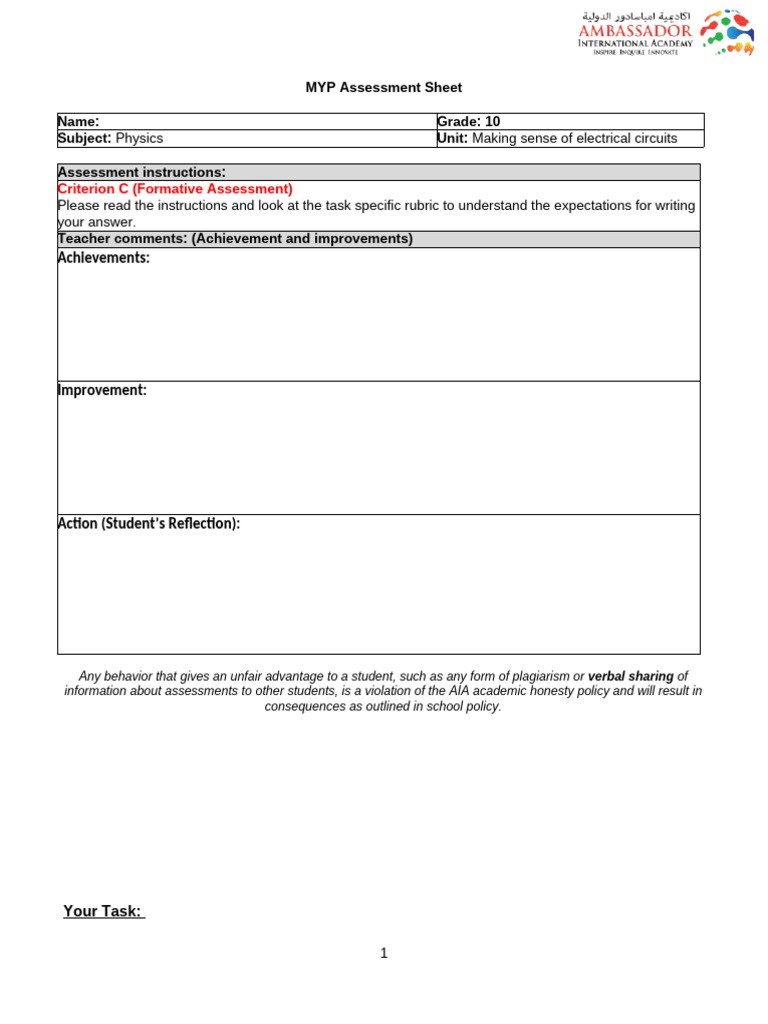 Formative_Assessment-_Criterion_C-Ohm_s_law (Repaired) | PDF | Electricity | Electrical Engineering