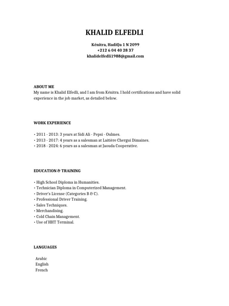 Khalid Elfedli CV | PDF