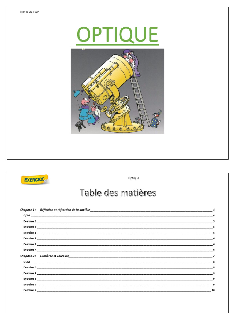 Exercice de réflexion en optique | PDF | Réfraction | Lumière