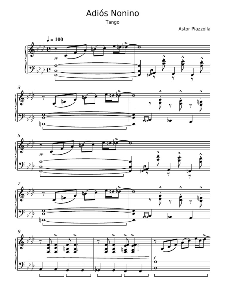 Adis_nonino_-_Astor_Piazzolla | PDF | Tango | Uruguayan Styles Of Music